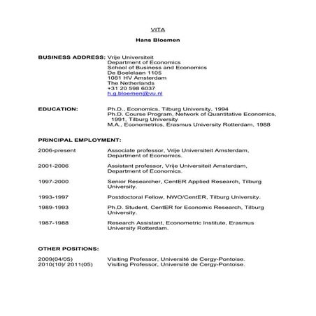 Curriculum Vitae Hans Bloemen | PDF