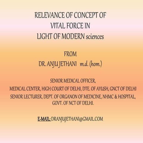 Vitalism & its acceptance in modern sciences | PPSX