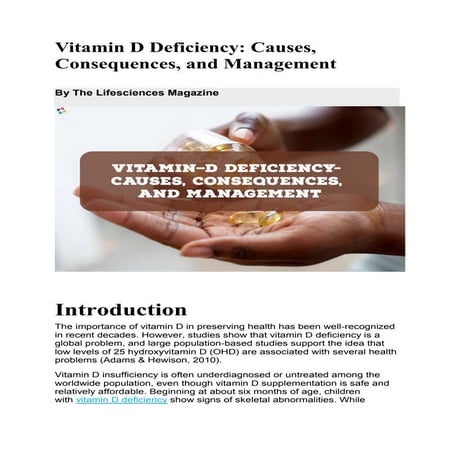 Vitamin D Deficiency: Useful Causes, Consequences, and Management 2023 ...