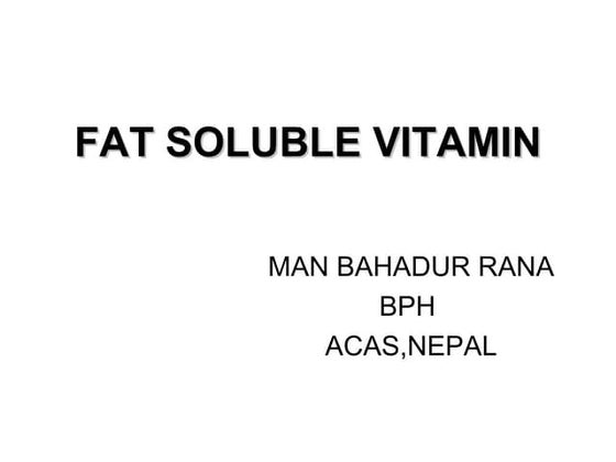 Fat Soluable Vitamins Handout | PDF