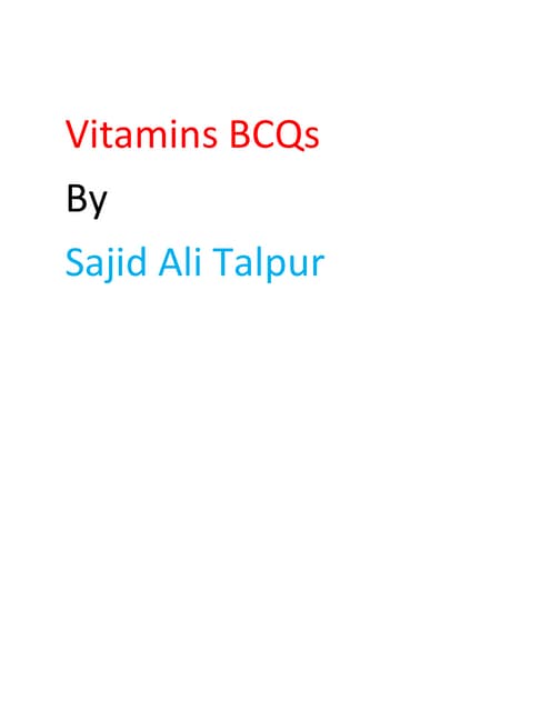 MCQ ON VITAMINS (BIOCHEMISTRY).PDF...... | PDF