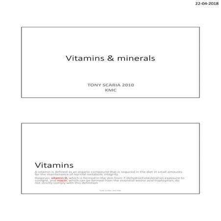 Vitamins & minerals (BIOCHEMISTRY + PAEDIATRICS) REVSION NOTES | PDF