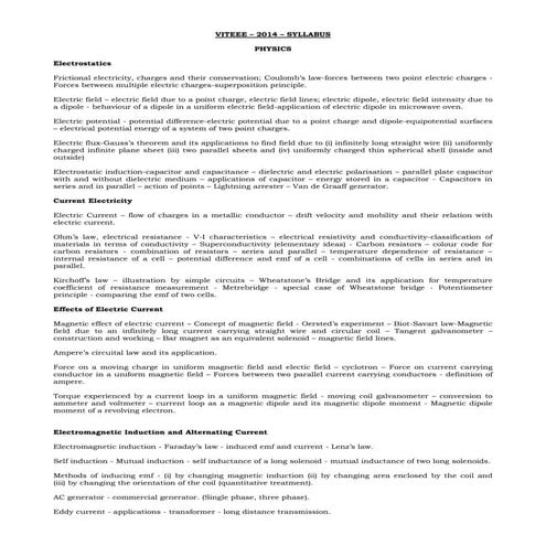 Vit physics syllabus | PDF