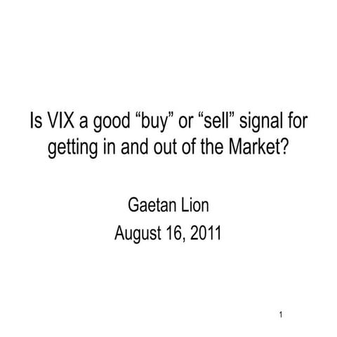 The Correlation Between S&P 500 and VIX Indices | PPTX