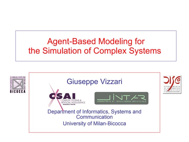 Agent Based Modeling And Simulation Tutorial Easss 2009 Giuseppe
