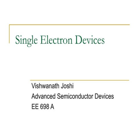 SINGLE ELECTRON TRANSISTOR: APPLICATIONS & PROBLEMS | PDF