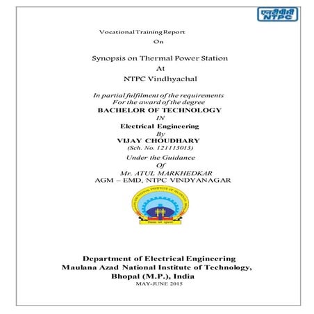training report , NTPC , FOR MANIT STUDENTS | DOCX
