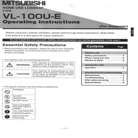 VL-100U-E-Operating_Installation_Instructions | PDF
