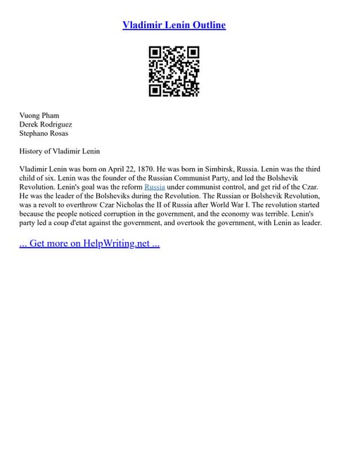 Vladimir Ilyich Lenin (1870-1924) | PPTX