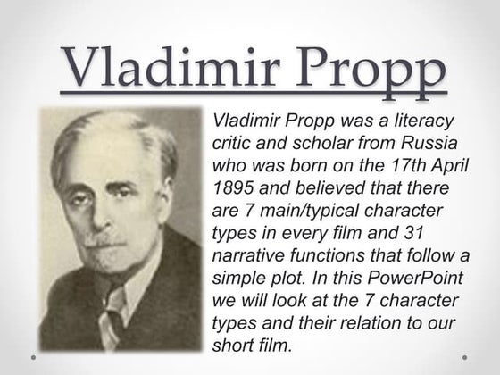 Vladimir Propp’s theory of characters | PPTX