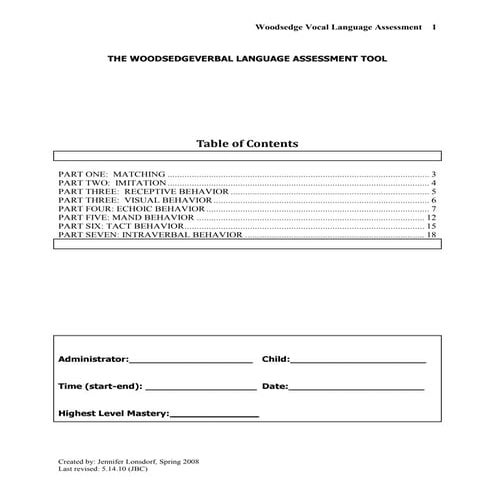 Vocal Verbal Assessment | DOCX