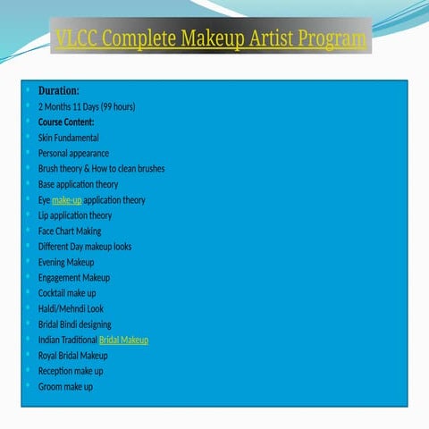VLCC Institute Complete Makeup Artist Program | PPTX