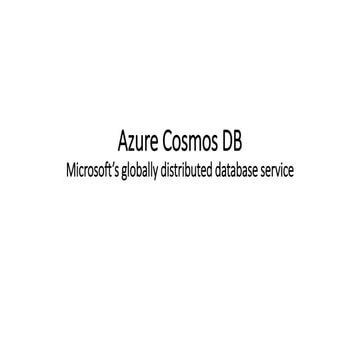 Cosmos DB at VLDB 2019 | PPT