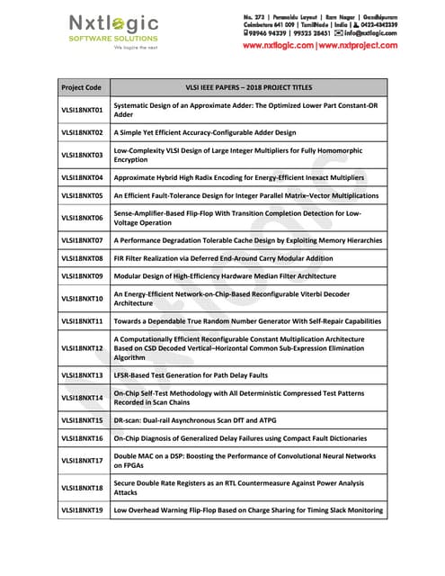 VLSI IEEE 2018 Project Titles | PDF VLSI IEEE 2018 Project Titles | PDF