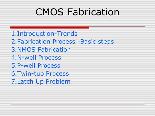 Cmos Fabrication Pptx