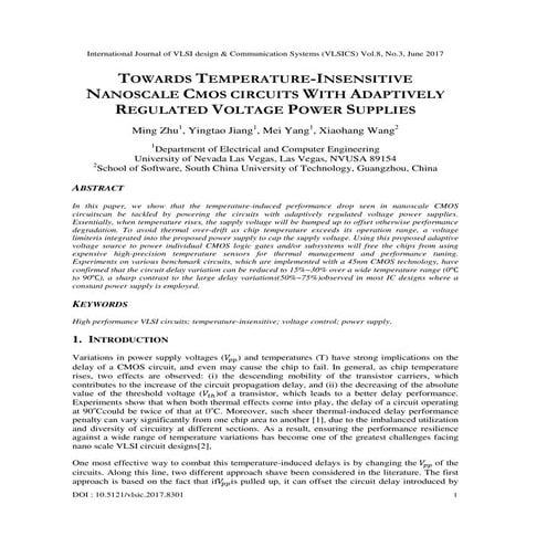 TOWARDS TEMPERATURE-INSENSITIVE NANOSCALE CMOS CIRCUITS WITH ADAPTIVELY REGULATED VOLTAGE POWER ...