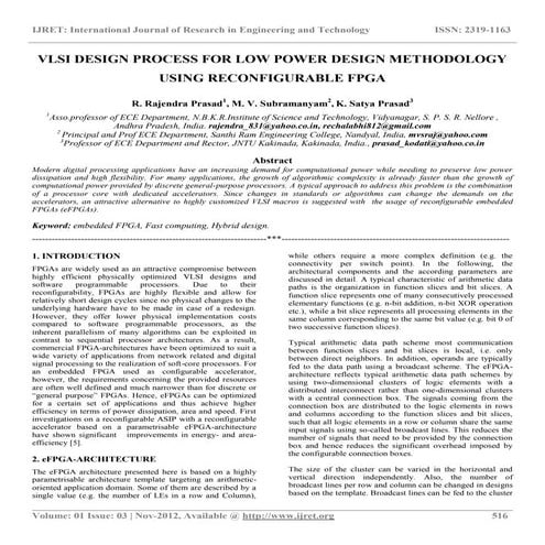 Vlsi Design Process For Low Power Design Methodology Using Reconfigurable Fpga Pdf Computer