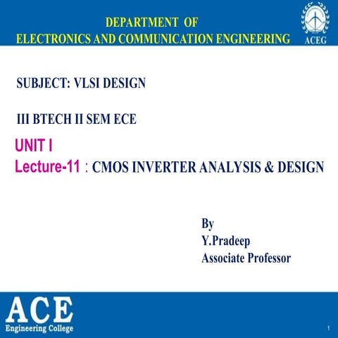 cmos design and analysis-UNIT1............ | PPT