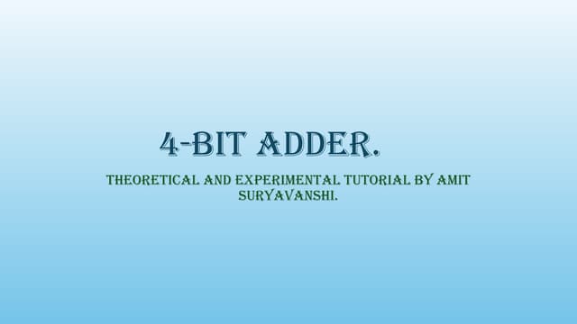 Four Bit Adder 4 Bit Adder Vlsi Verilog Pptx Programming Languages Computing
