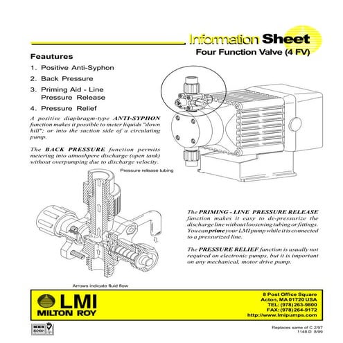 Válvula de 4 funções Milton Roy | PDF