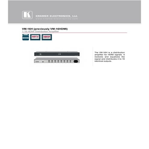Kramer VM-16H | PDF