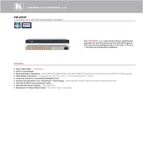 Kramer VM-20HD | PDF