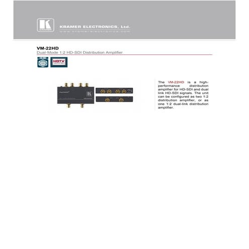 Kramer VM-22HD | PDF