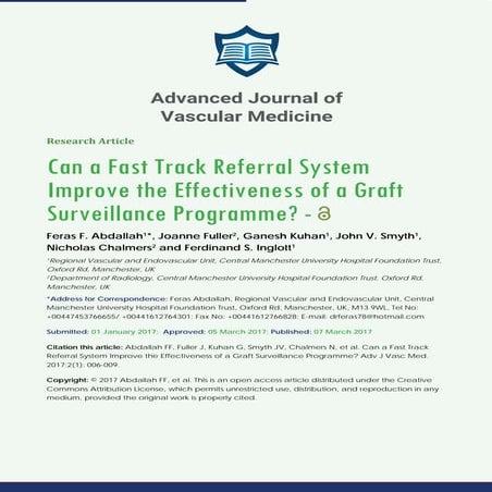 Advanced Journal of Vascular Medicine | PDF