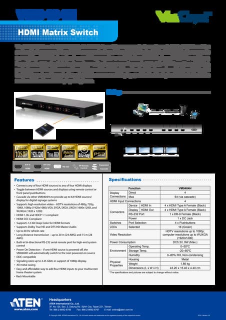 HDMI video transmitter | PDF | Computer Peripherals | Computing
