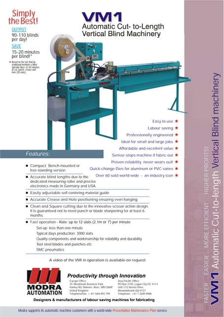 Original Sales Brochure for the Modra Manual Cutter. | PDF