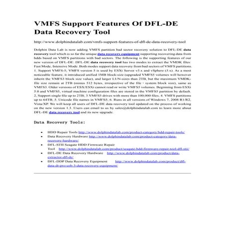 Vmfs support features of dfl de data recovery tool | PDF
