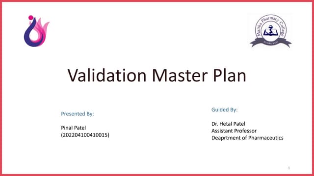 Validation and calibration master plan | PPTX