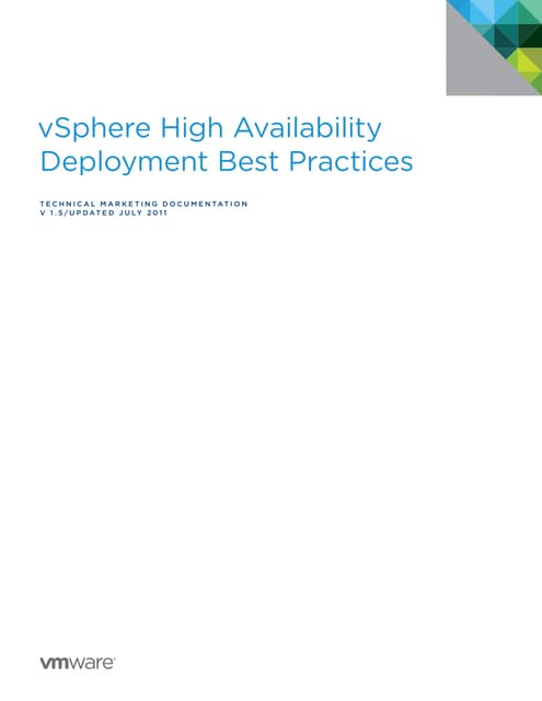 Introduction - vSphere 5 High Availability (HA) | PDF