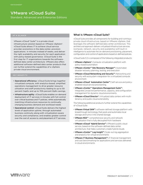VMware vCloud Suite | PDF VMware vCloud Suite | PDF