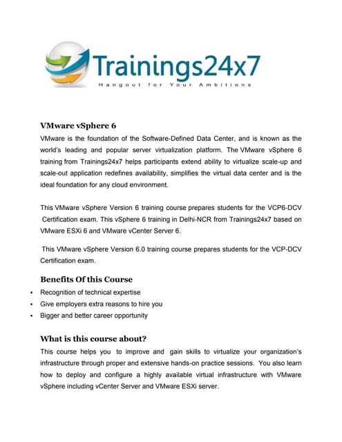 Vmware Vsphere 6 Course Content Mercury Solutions Pdf Cloud Computing Internet