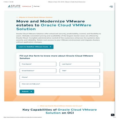 Vmware To Cloud Oci Ocvs Vmware To Oracle Cloud Infrastructure Pdf
