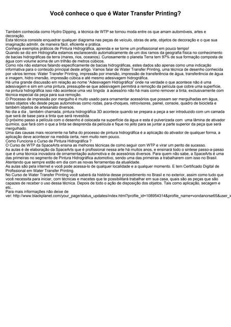 Você conhece o que é Pintura Hidrográfica? | PDF