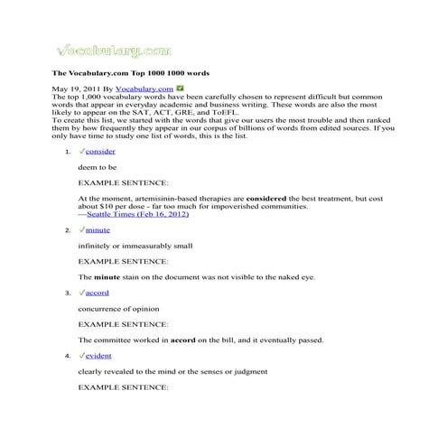 Vocab 1000 academic words | DOC