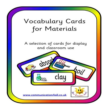 Vocab cards for_materials_topic | PDF