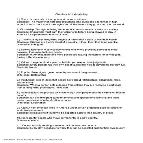 GCSE Citizenship Revision Notes- Year 10 | DOCX