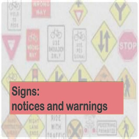 EFL Vocabulary Lesson: Signs and Warnings | PPTX