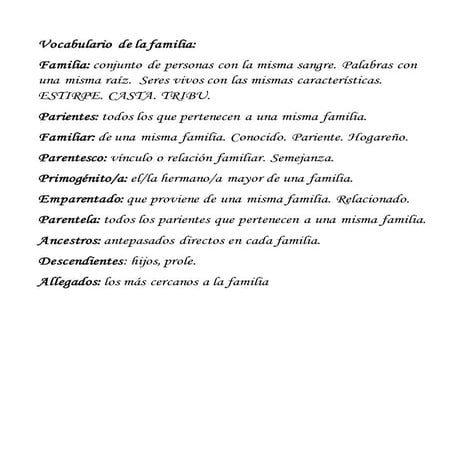 Vocabulario de la familia | DOCX
