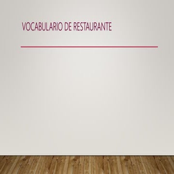 Vocabulario de restaurante | PPTX