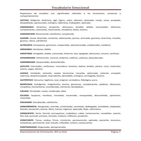 Vocabulario emocional | DOCX