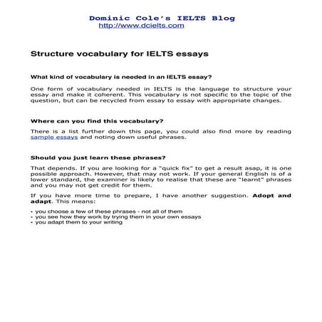 Vocabulary for-essays | PDF