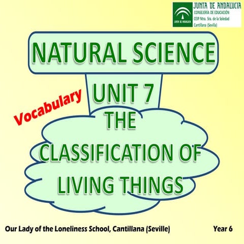 Vocabulary Unit 7: The classification of living things | PDF