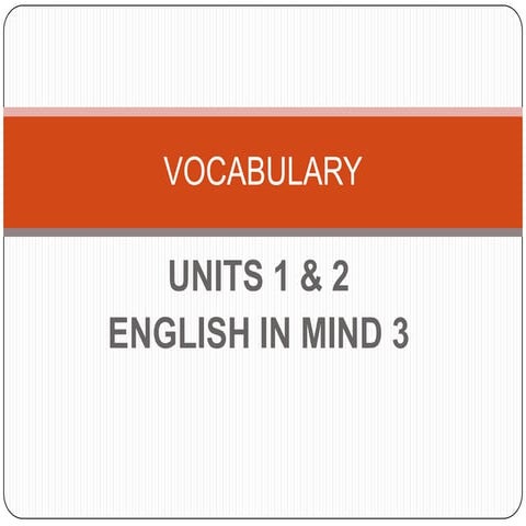 Vocabulary units 1 & 2 english in mind 3 | PPTX
