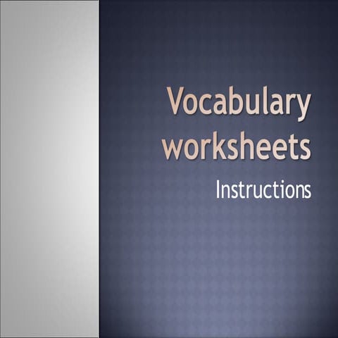 Vocabulary Worksheets | PPT