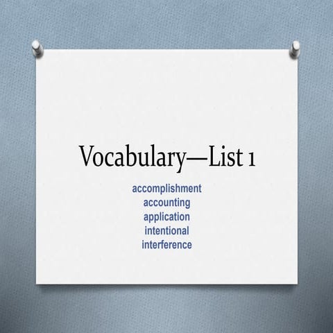 Vocabulary List 1 | PPTX