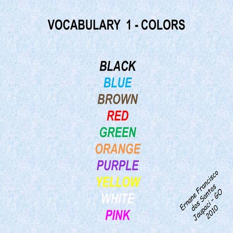 Vocabulary 1 Colors | PPTX